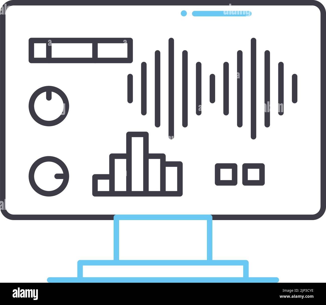 audio spectrum line icon, outline symbol, vector illustration, concept ...