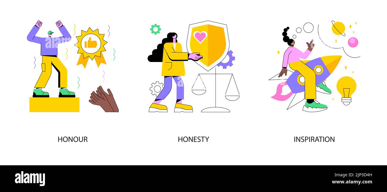 Moral Principles Abstract Concept Vector Illustration Set Honour And