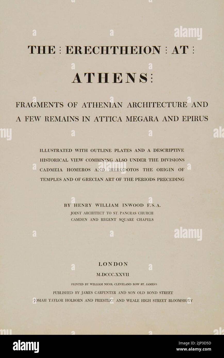 The Erechtheion at Athens - Title page - Inwood Henry William - 1827 ...