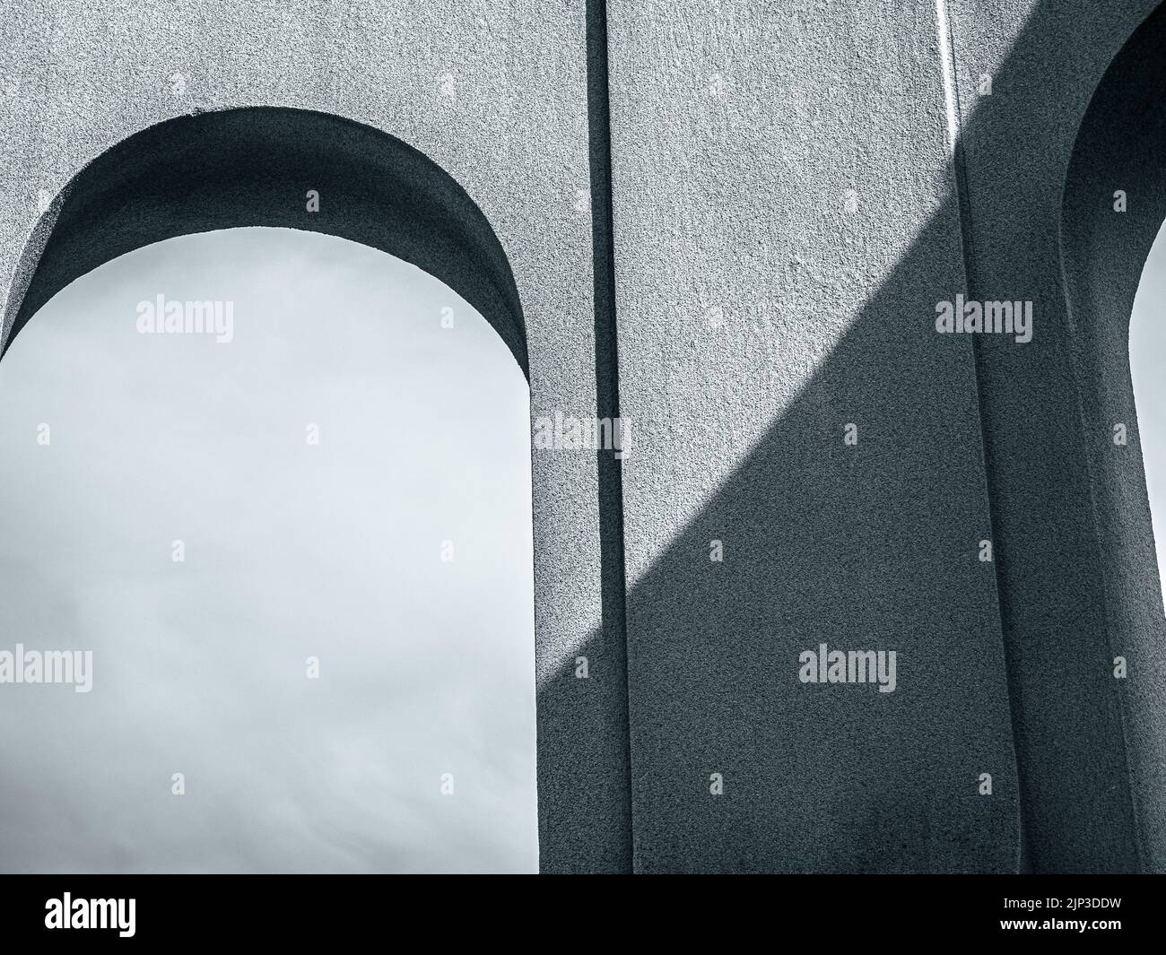 An arched window of Coit Tower under sunlight in San Francisco ...