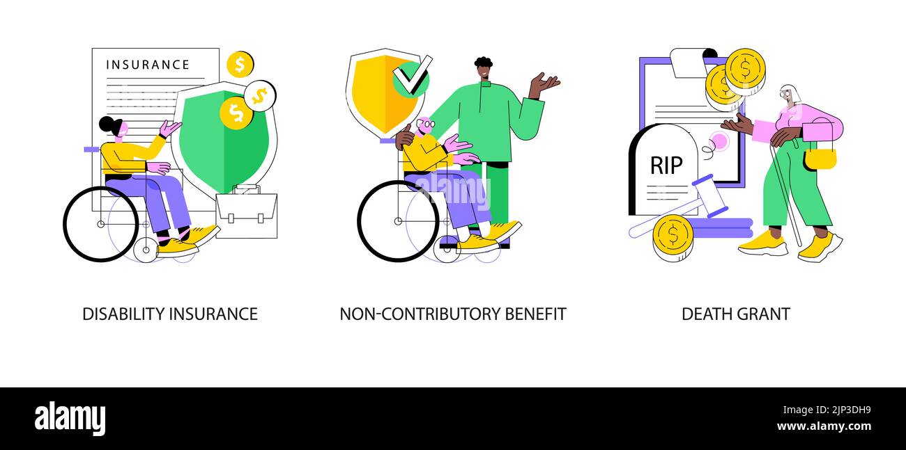 State allowance abstract concept vector illustration set. Disability ...