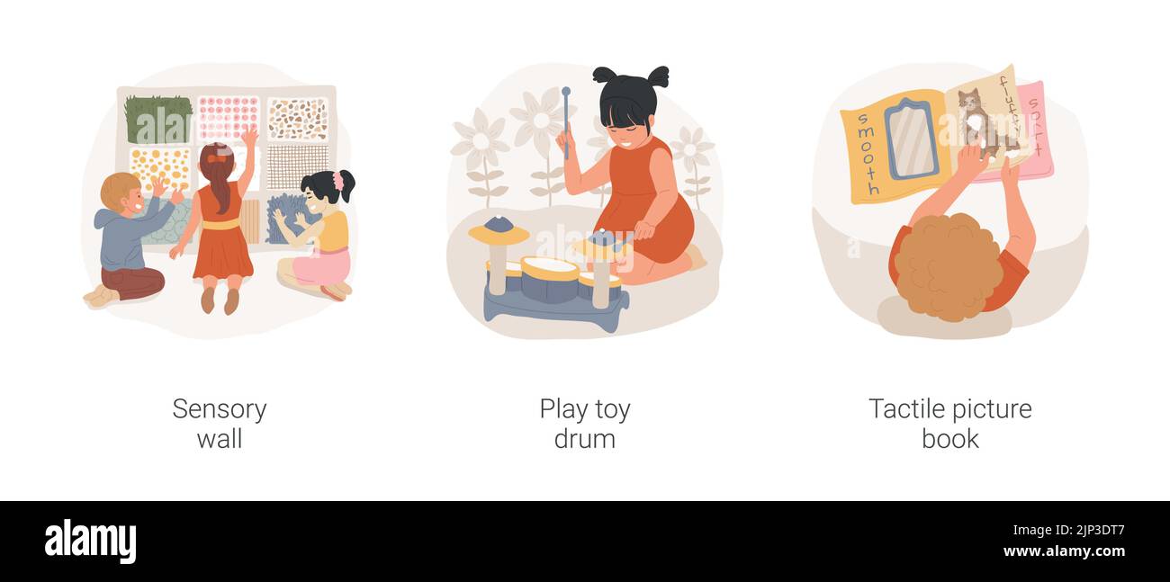 Children with autism sensory development isolated cartoon vector ...