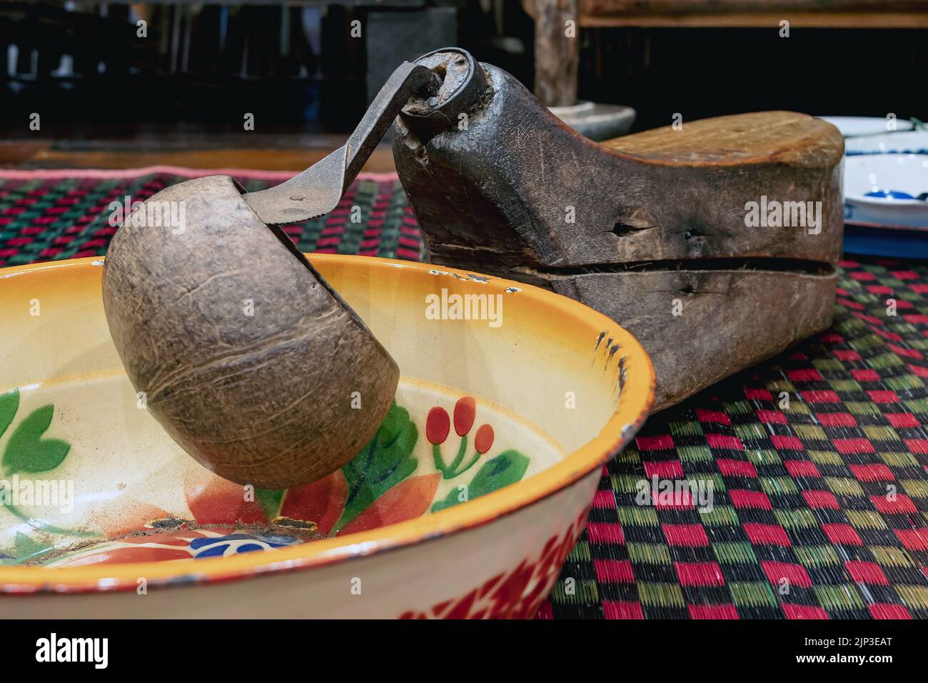 Variety and types of utensils for simple cooking of Asian families in ...