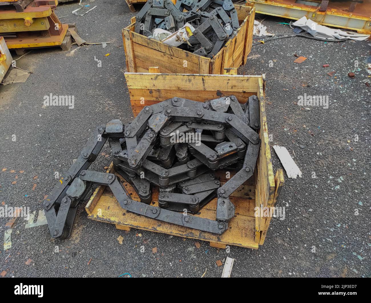 A Material Handling Trolley With Auto Parts Meterial Scrap Waster ...