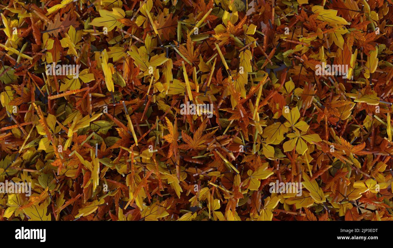 3D rendering. Background with yellow and orange colors of the fall ...