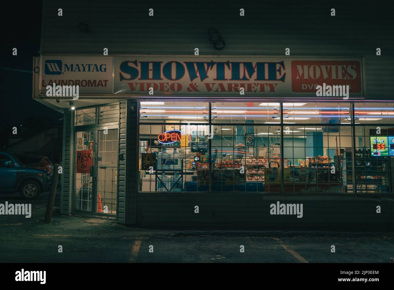 Showtime Video & Variety at night, Dartmouth, Nova Scotia, Canada Stock ...