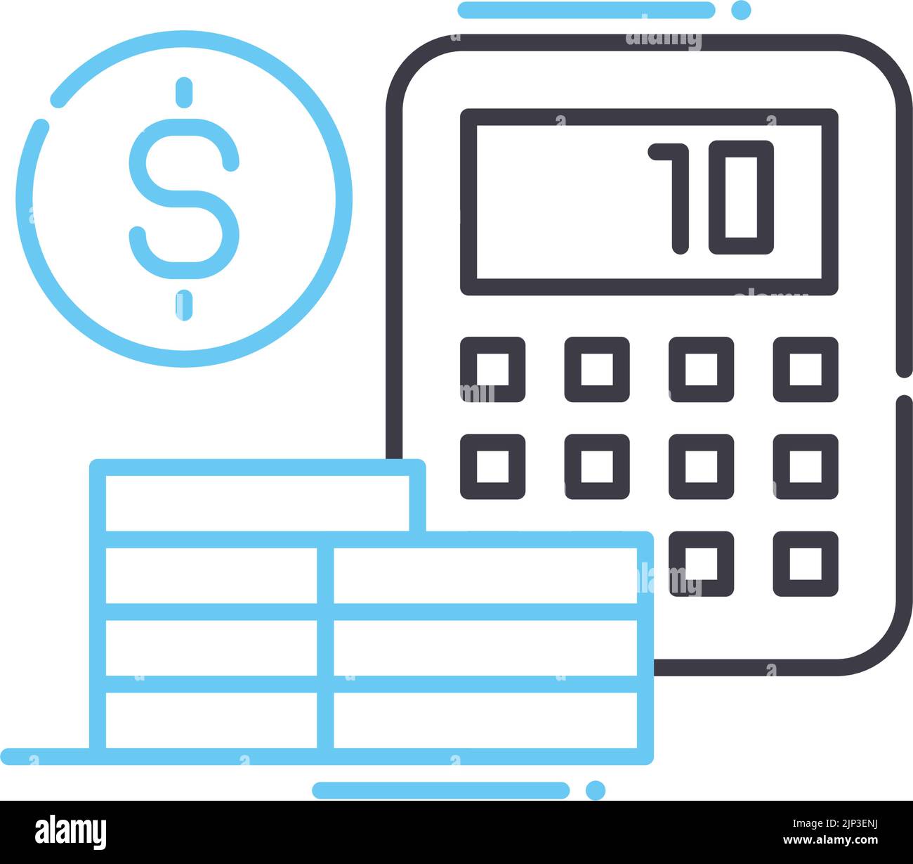 budget system line icon, outline symbol, vector illustration, concept ...