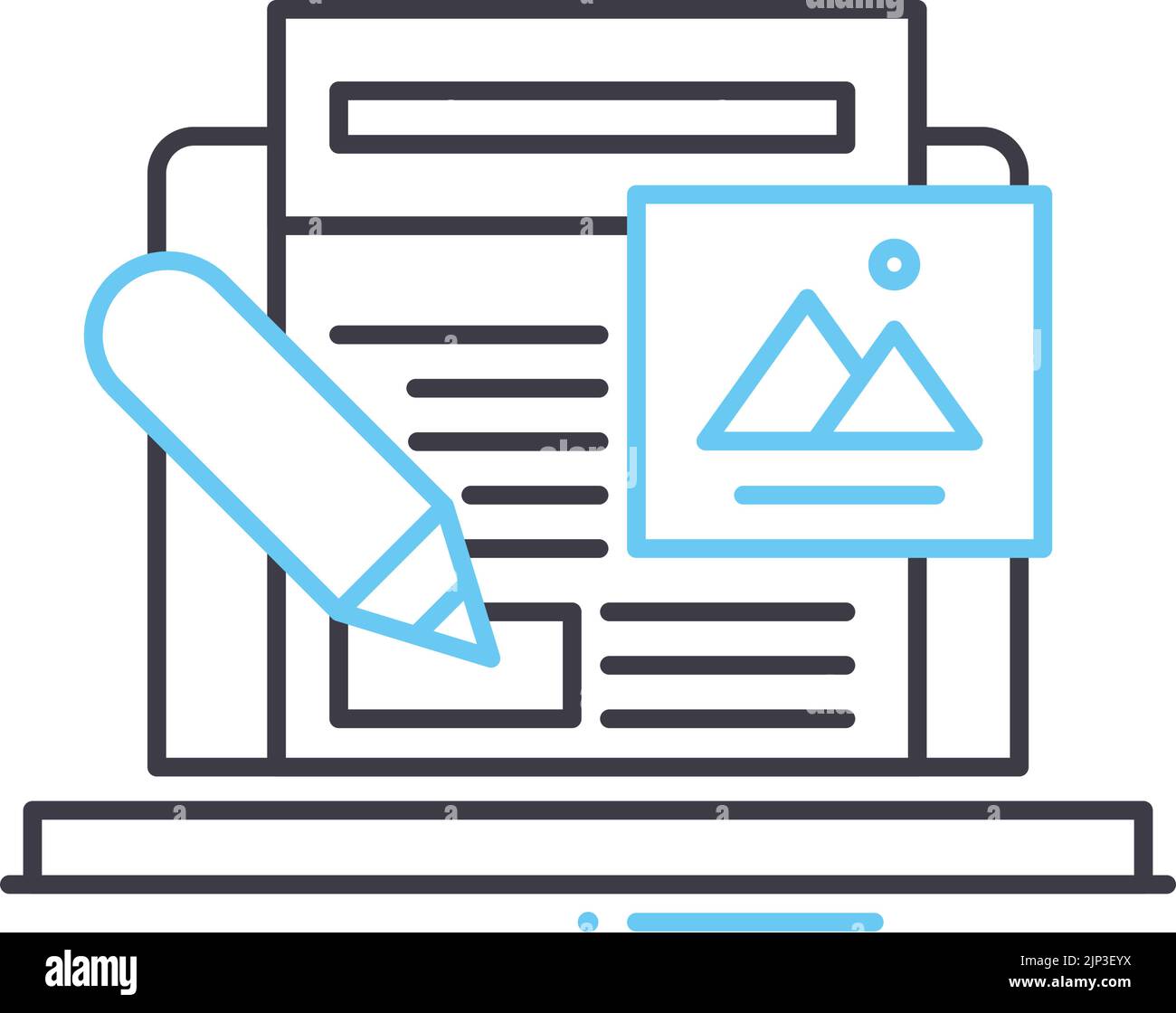 blogging line icon, outline symbol, vector illustration, concept sign ...