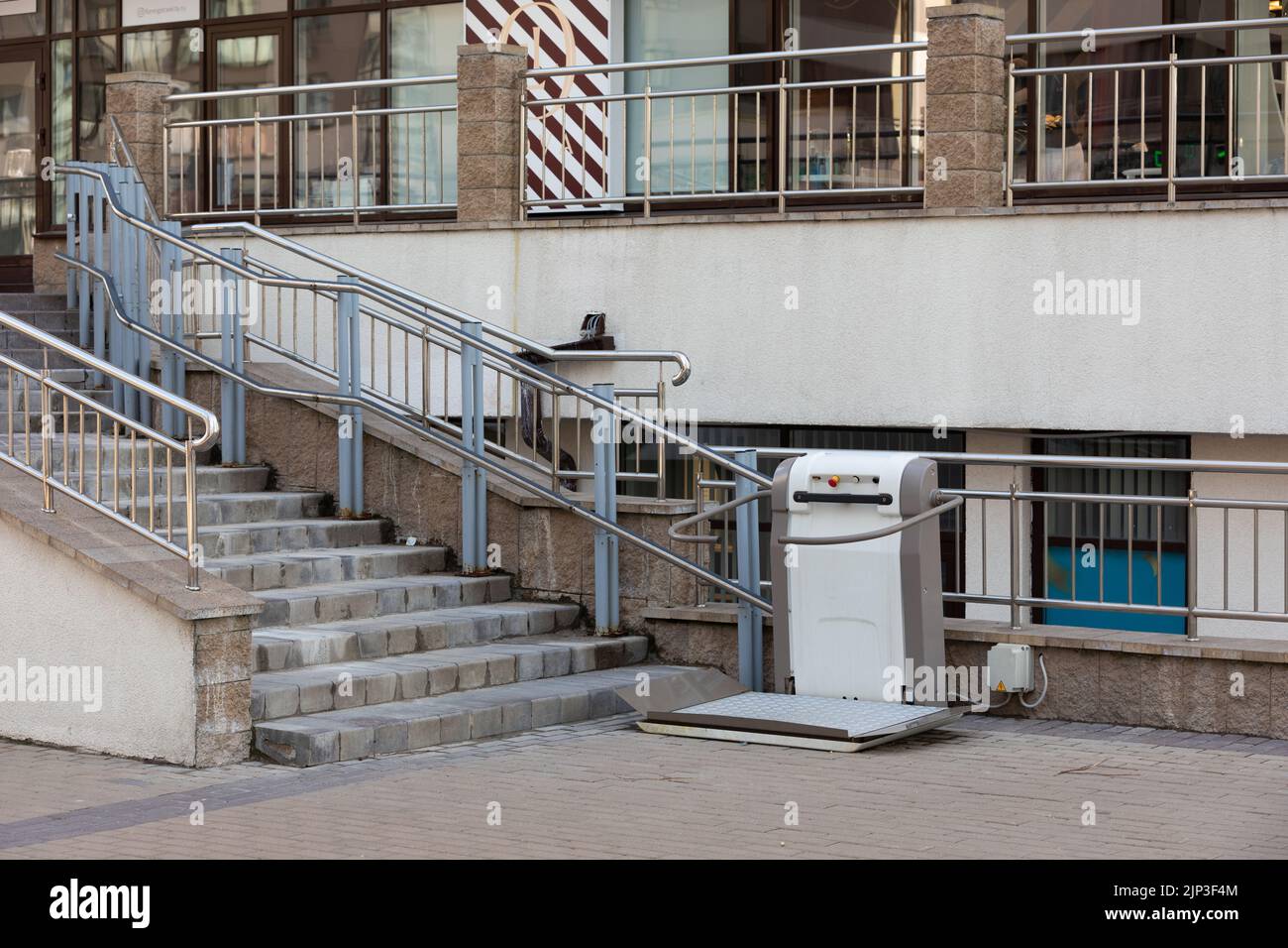 Lifting ramp with a mechanism for people with disabilities Stock Photo ...