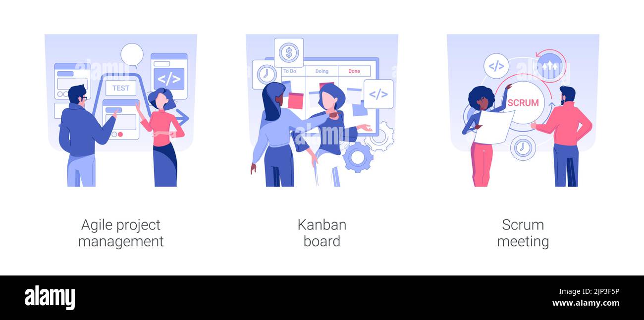 Software development planning isolated concept vector illustration set. Agile project management ...