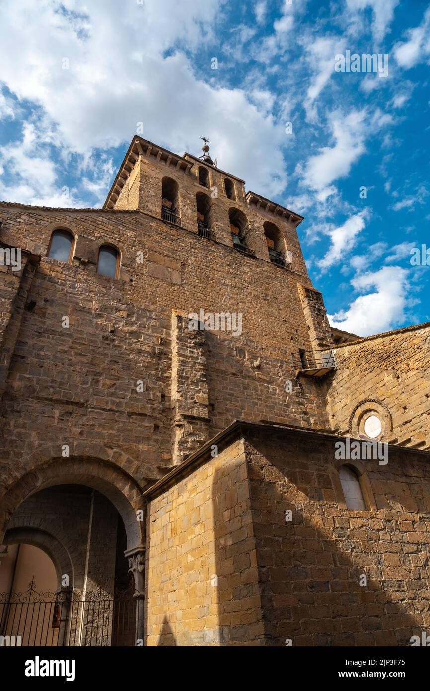 The cathedral of San Pedro in the city of Jaca in Aragon. Spain Stock ...