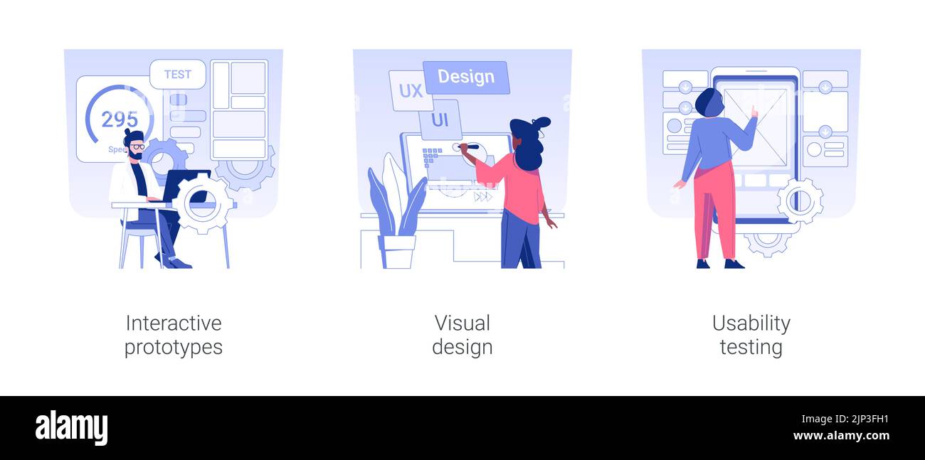 Ux Designer Services Isolated Concept Vector Illustration Set Interactive Prototypes Visual