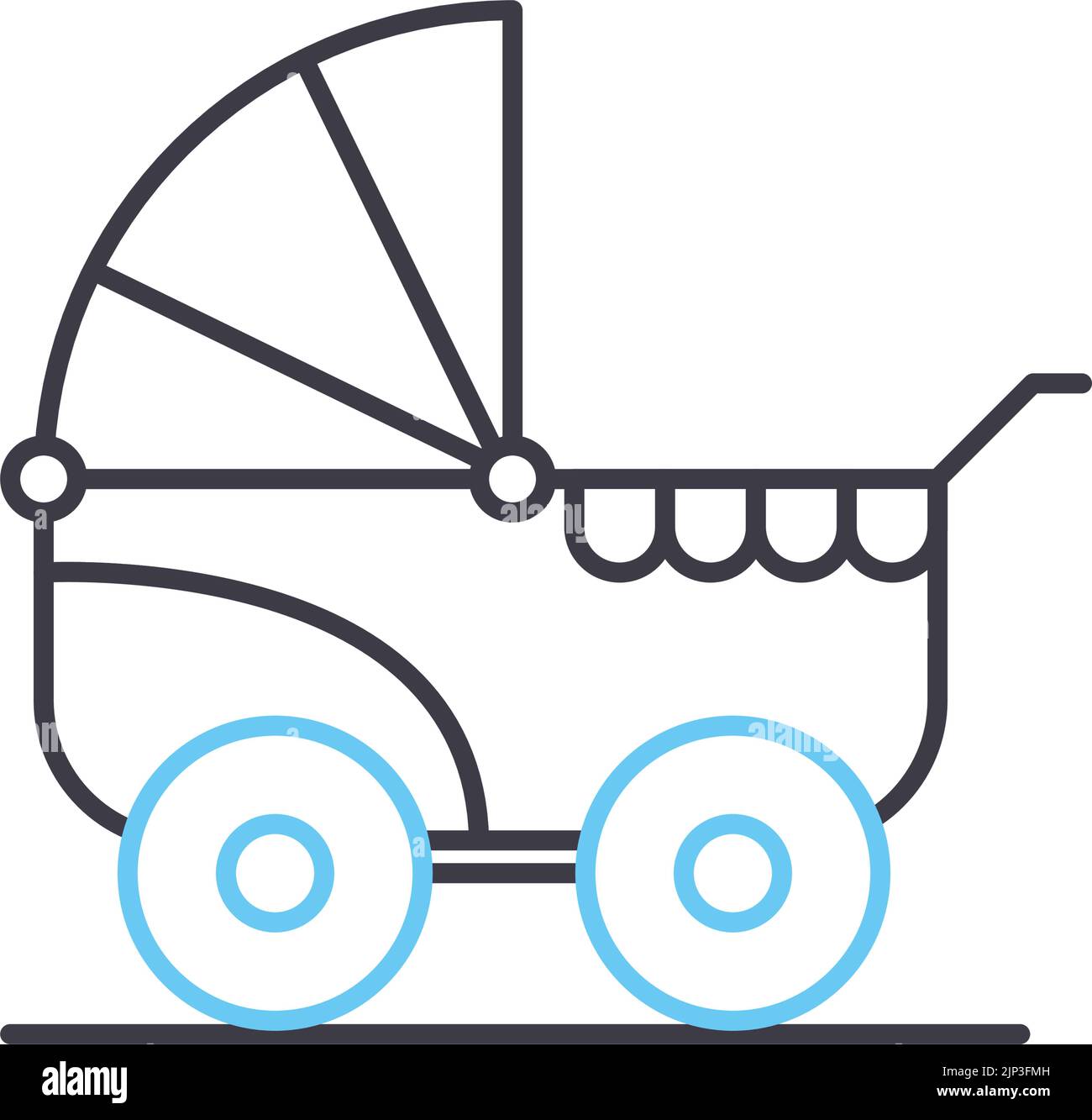 baby stroller line icon, outline symbol, vector illustration, concept ...
