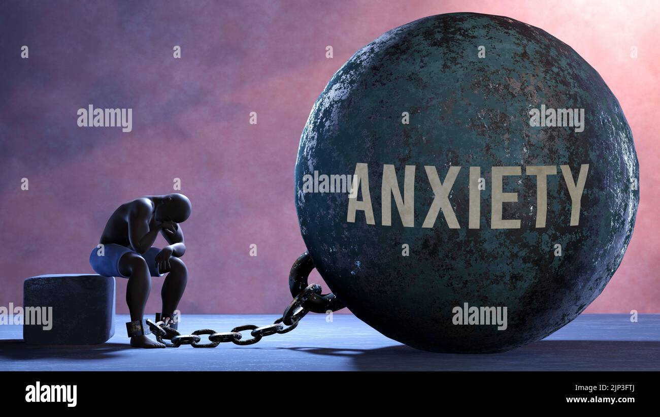 Anxiety that limits life and make suffer, imprisoning in painful ...