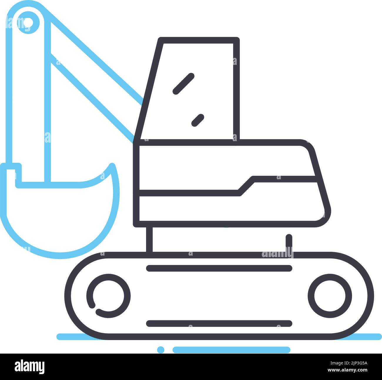 backhoe excavator line icon, outline symbol, vector illustration ...