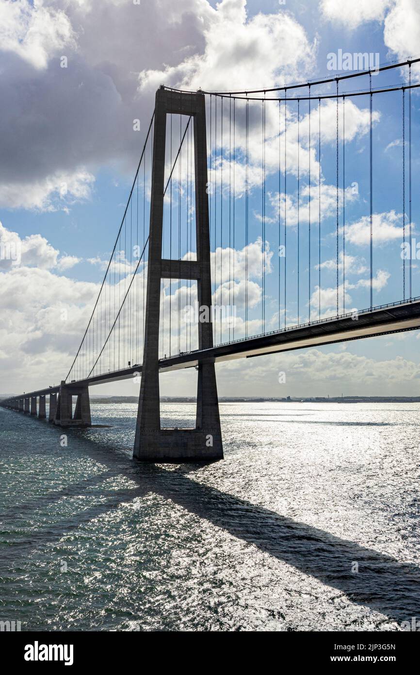The Great Belt Bridge (Storebæltsbroen) between the islands of Zealand ...