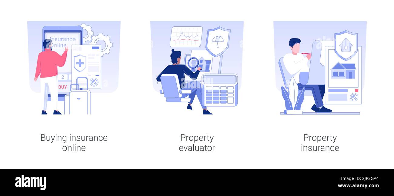 Insurance industry isolated concept vector illustration set. Buying ...