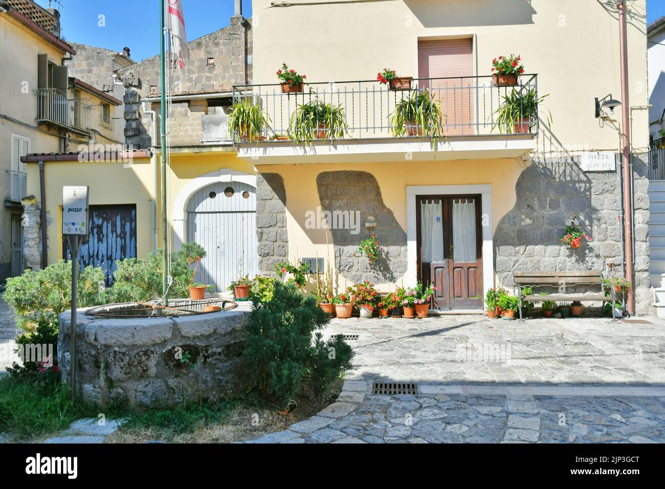 The small square of Castelvenere, a medieval village in the province of ...