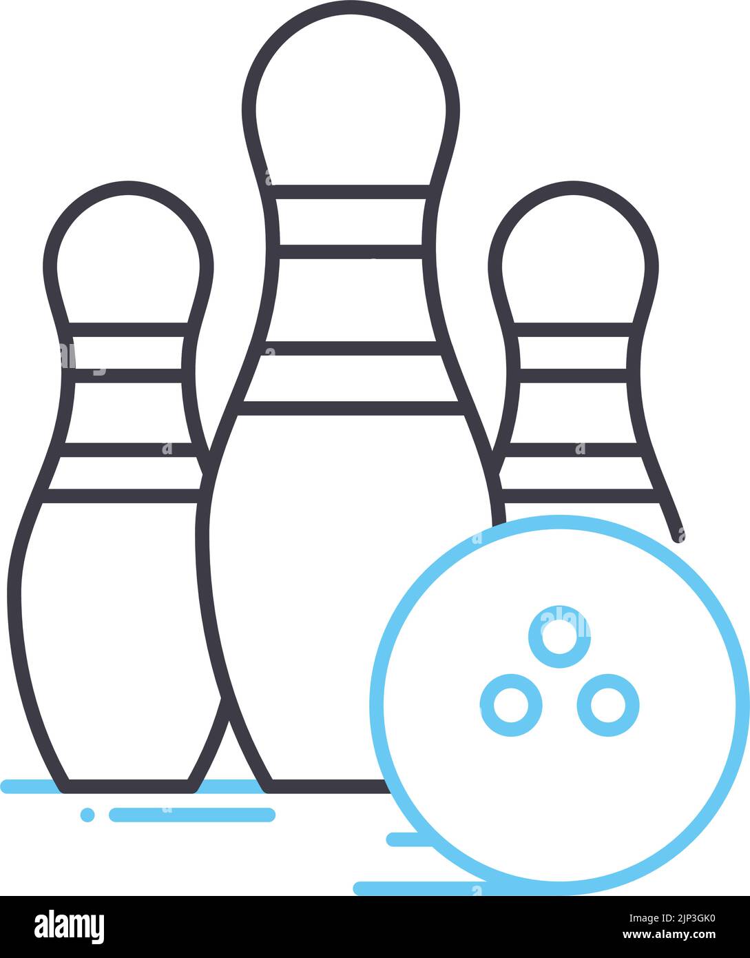 bowling line icon, outline symbol, vector illustration, concept sign ...