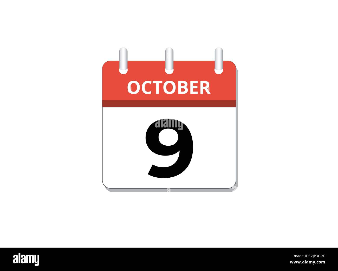October, 9th calendar icon vector, concept of schedule, business and ...
