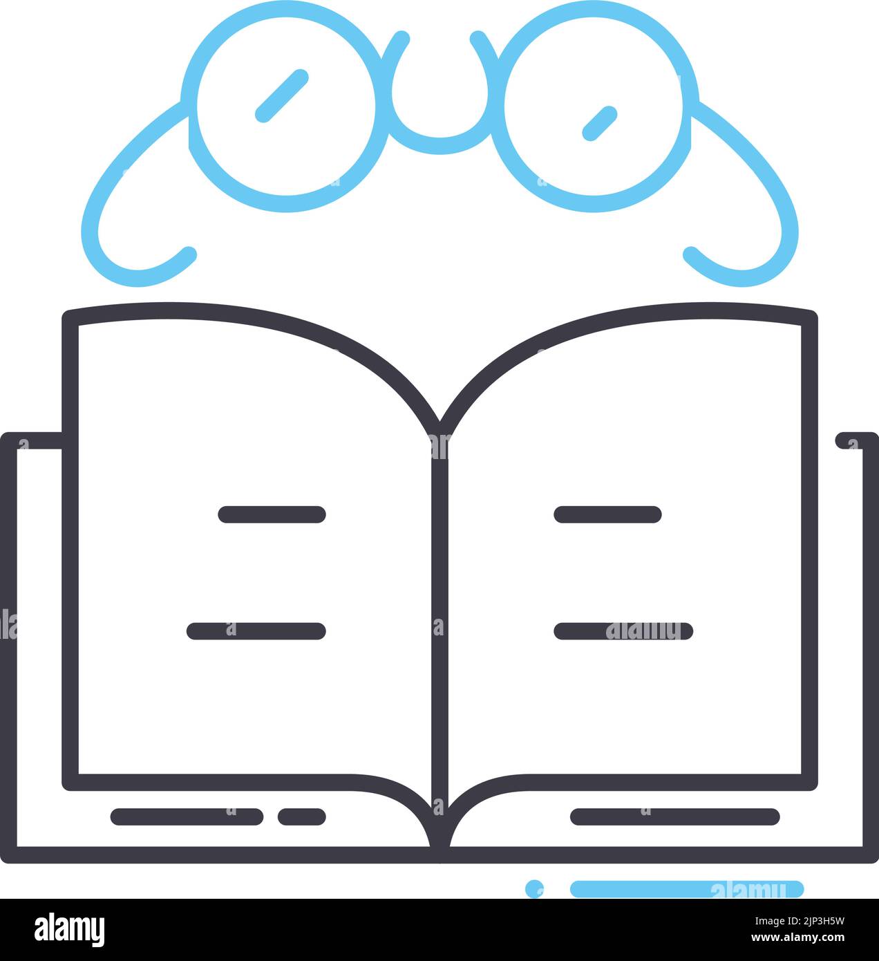 book research line icon, outline symbol, vector illustration, concept ...