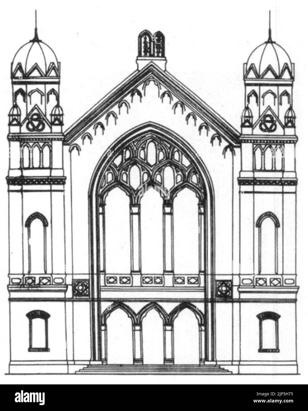 The facade design of the Palóczy Street synagogue, 1900, Miskolc Stock ...