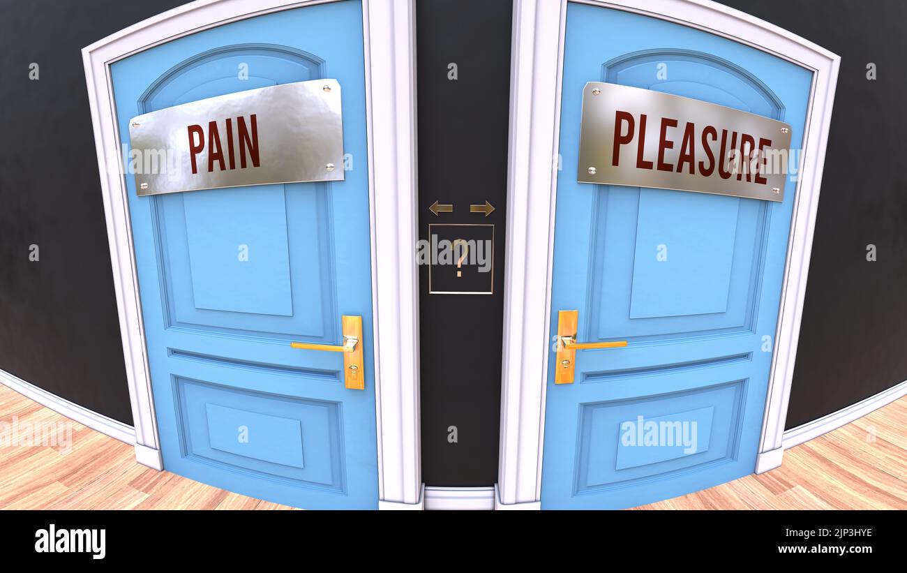 Pain or Pleasure - a choice. Two options to choose from represented by ...