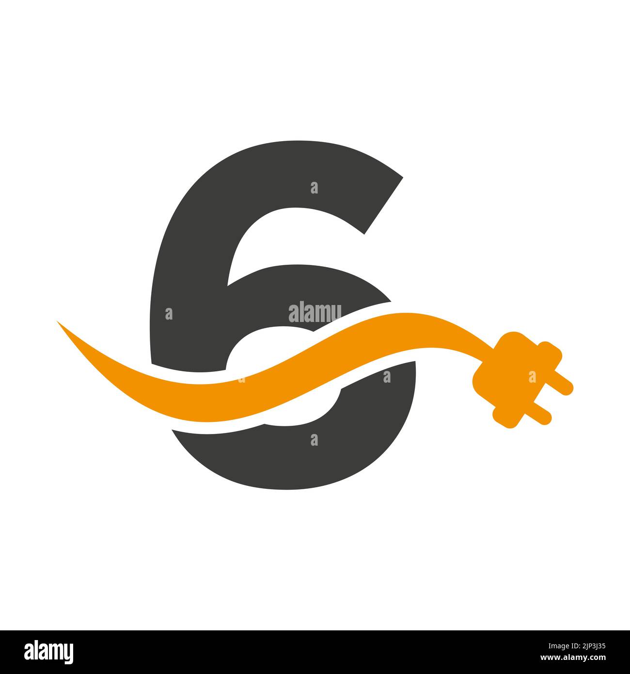 Letter 6 Electricity or Electrical Logo Concept with Electric Plug ...