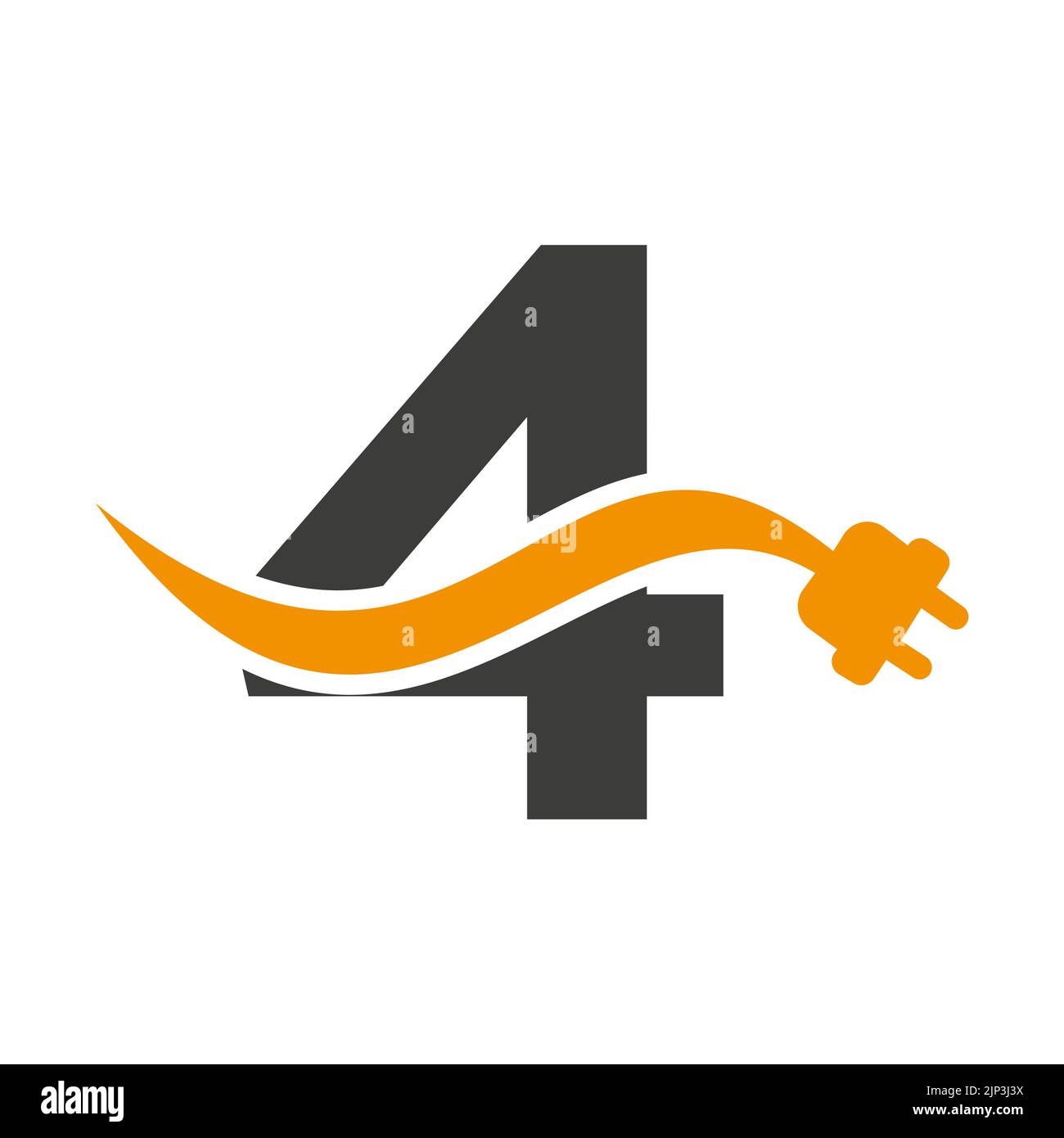 Letter 4 Electricity or Electrical Logo Concept with Electric Plug ...