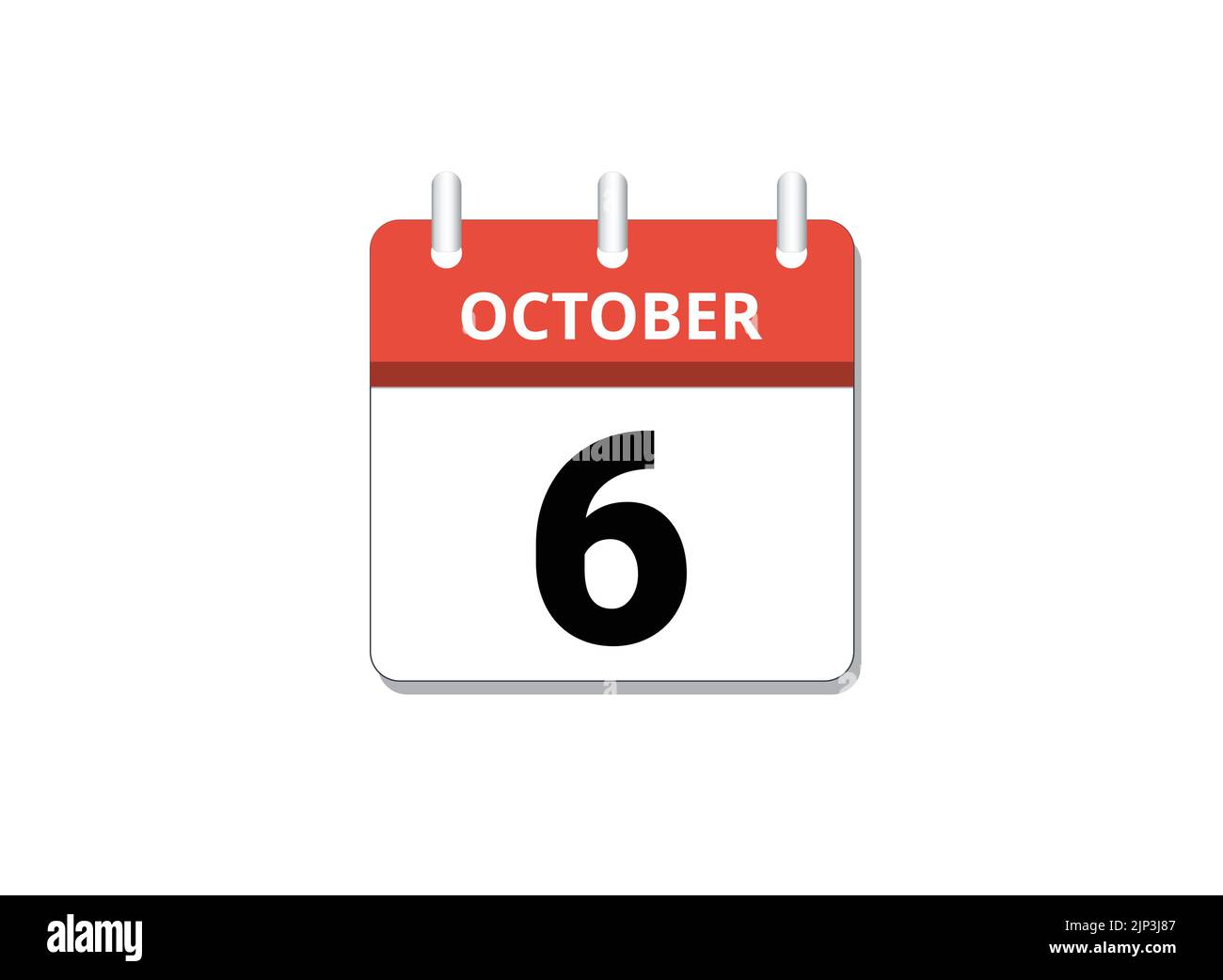 October, 6th calendar icon vector, concept of schedule, business and ...
