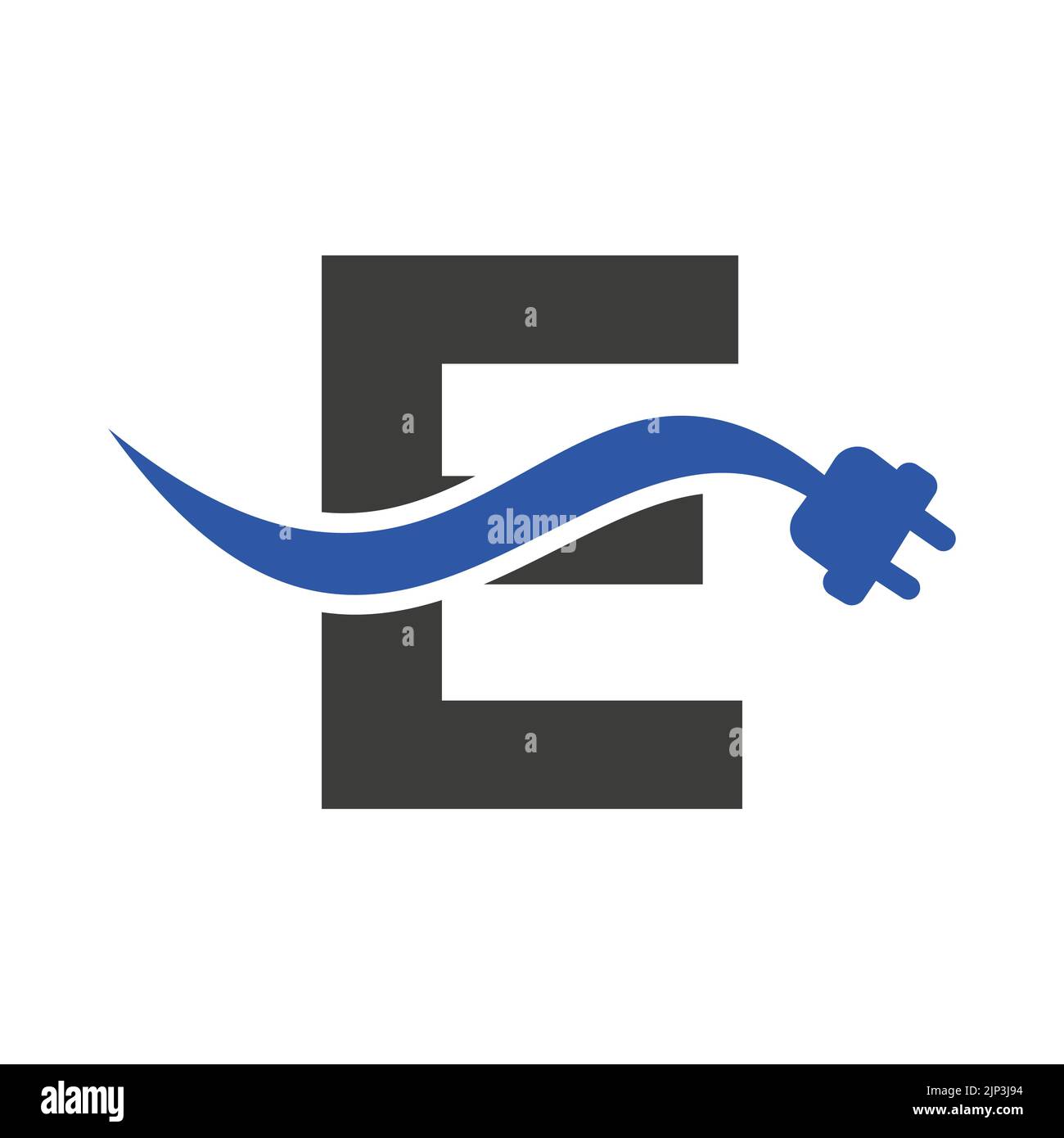 Letter E Electricity or Electrical Logo Concept with Electric Plug ...