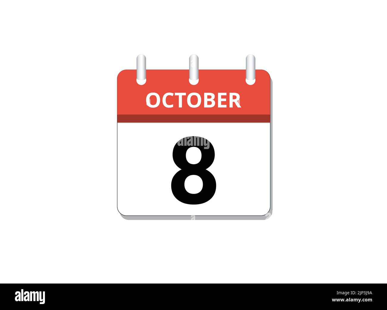 October, 8th calendar icon vector, concept of schedule, business and ...