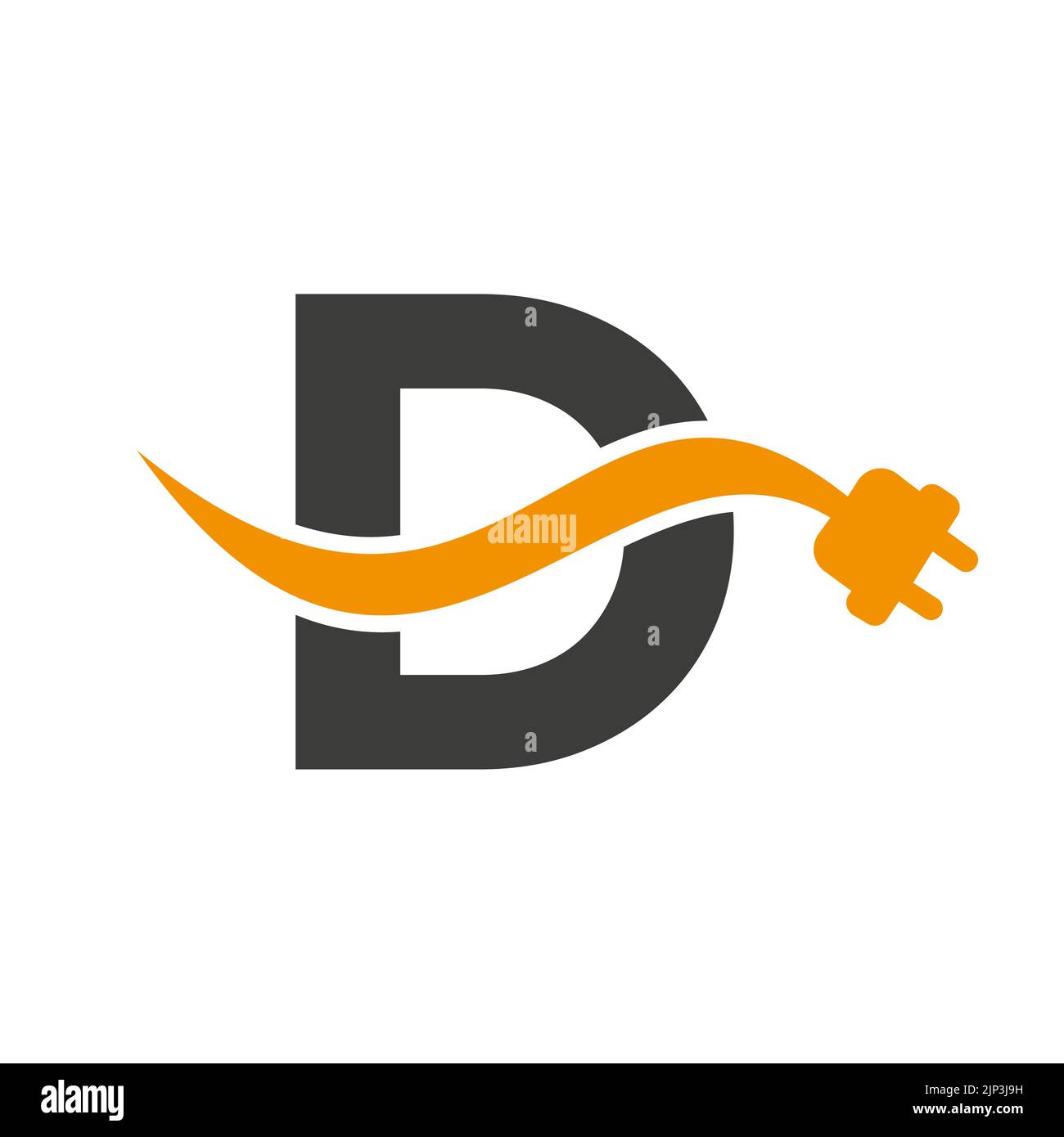 Letter D Electricity or Electrical Logo Concept with Electric Plug ...