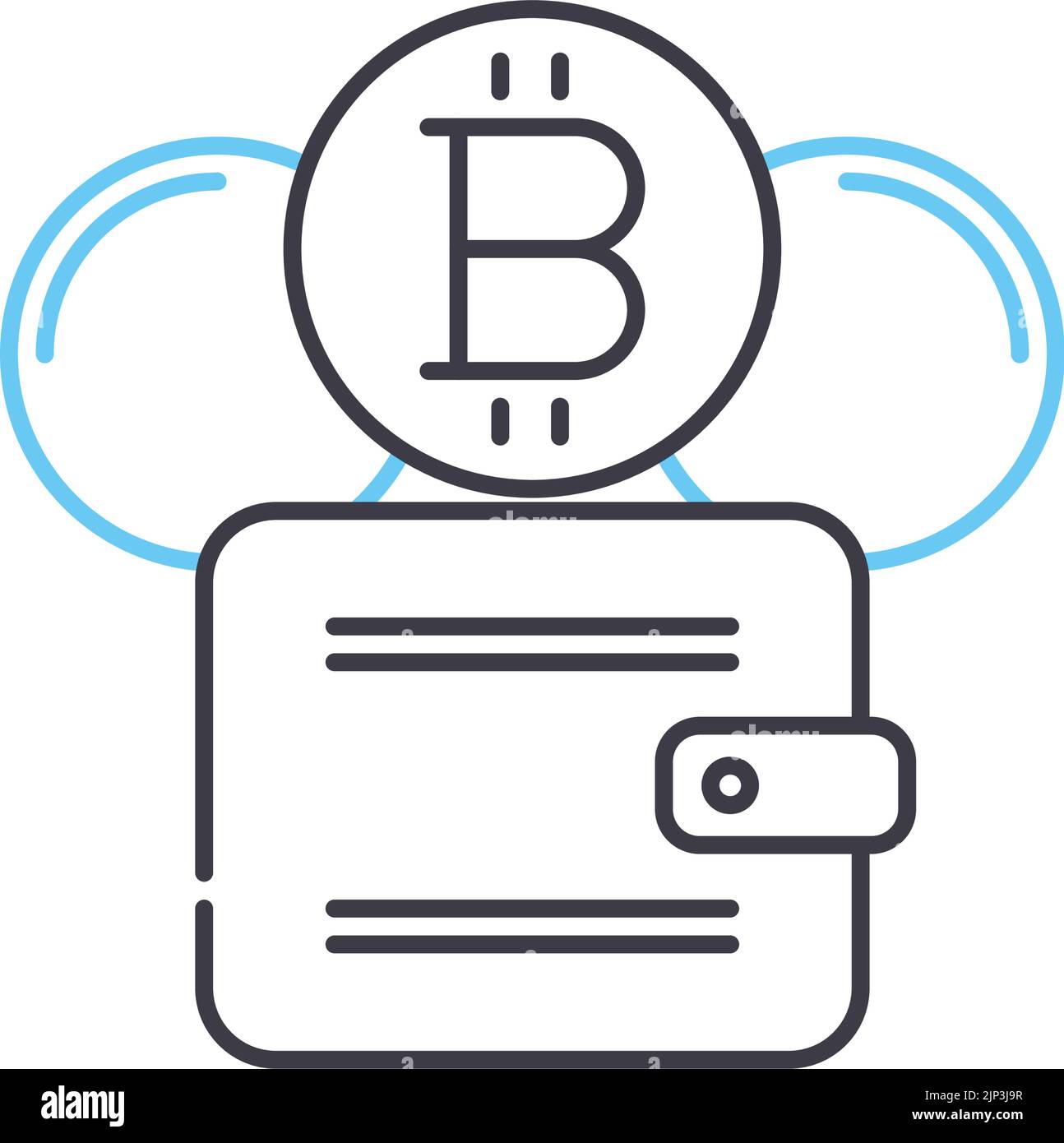 bitcoin address line icon, outline symbol, vector illustration, concept ...