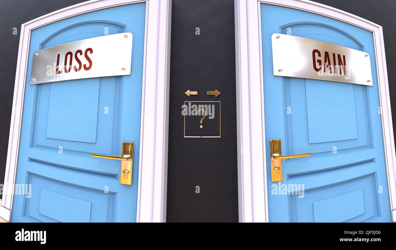 Loss or Gain - a choice. Two options to choose from represented by ...