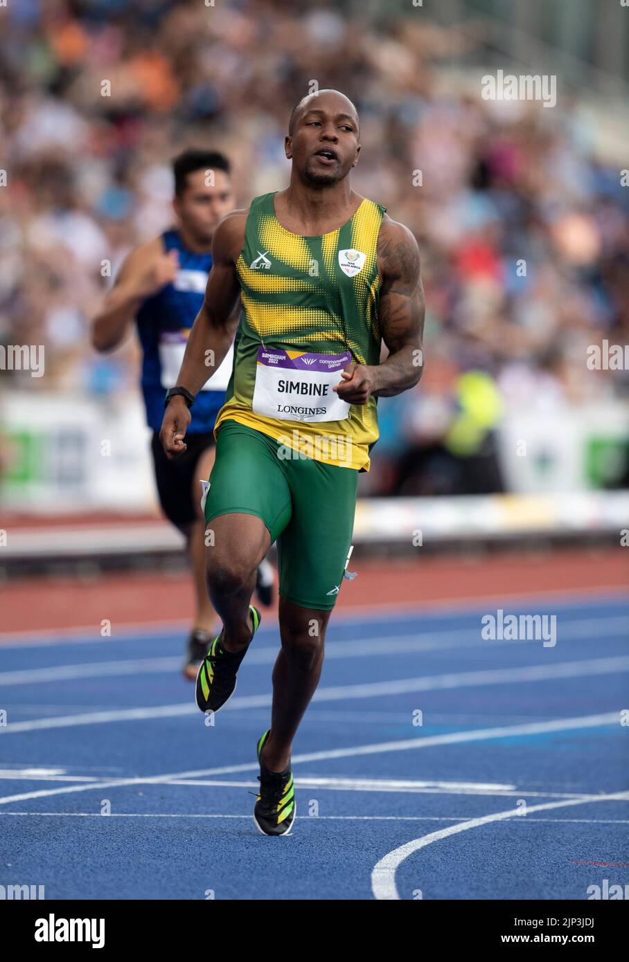 Akani Simbine of South Africa competing in the men’s 100m heats at the ...