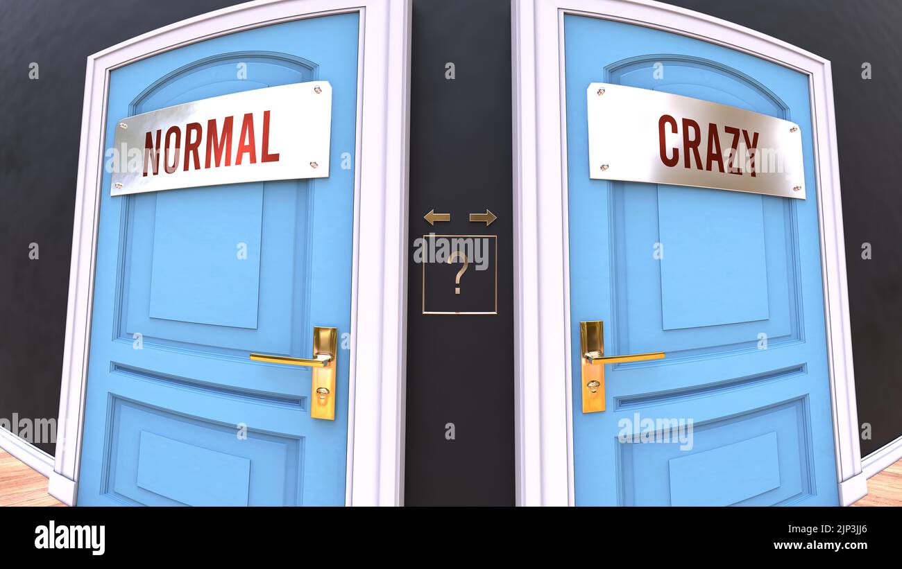 Normal or Crazy - a choice. Two options to choose from represented by ...