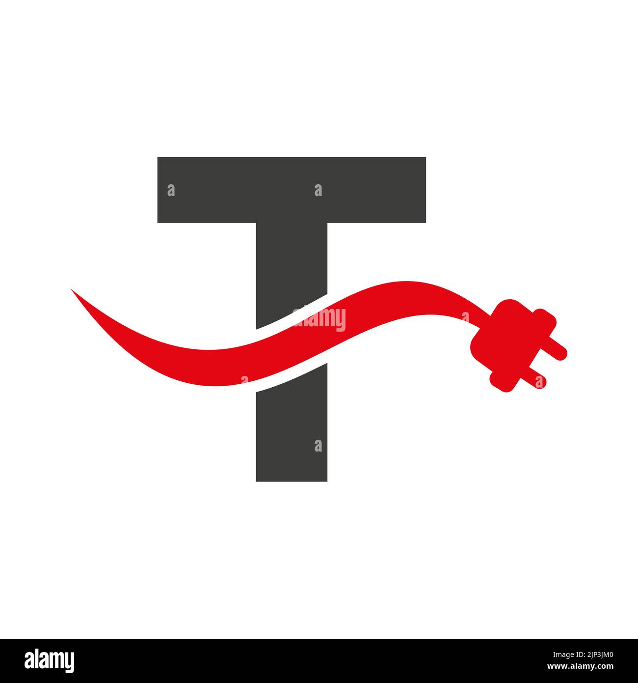 Letter T Electricity or Electrical Logo Concept with Electric Plug ...