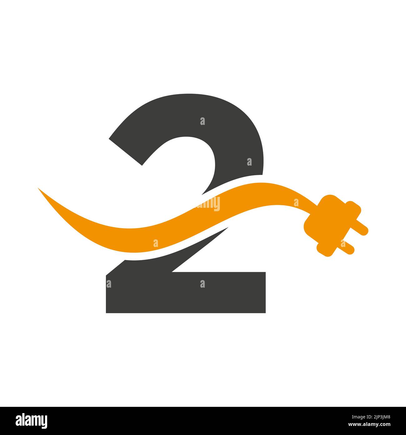 Letter 2 Electricity or Electrical Logo Concept with Electric Plug ...