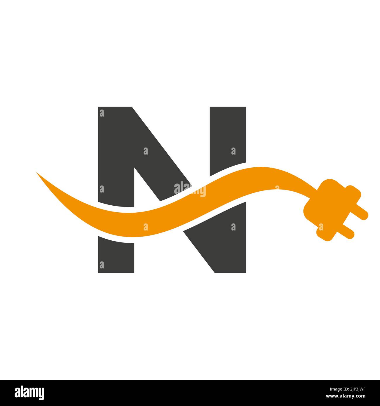 Letter N Electricity or Electrical Logo Concept with Electric Plug ...
