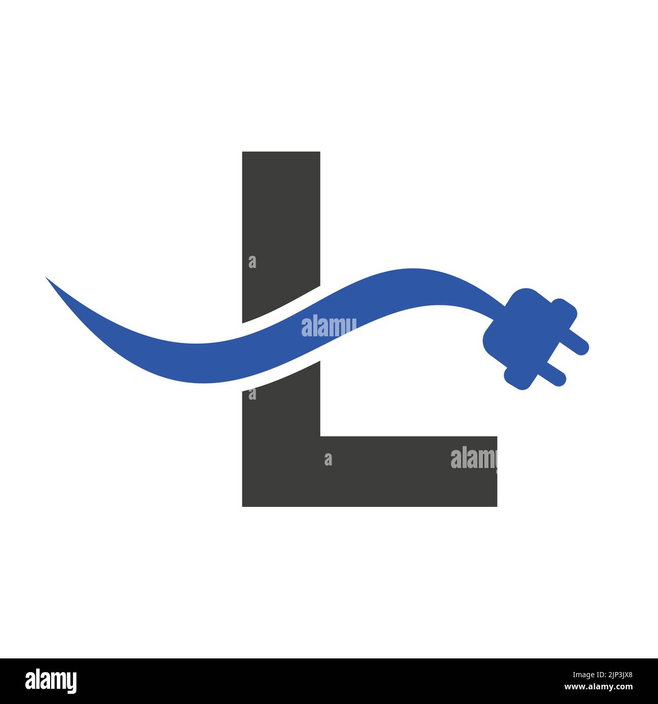 Letter L Electricity or Electrical Logo Concept with Electric Plug ...