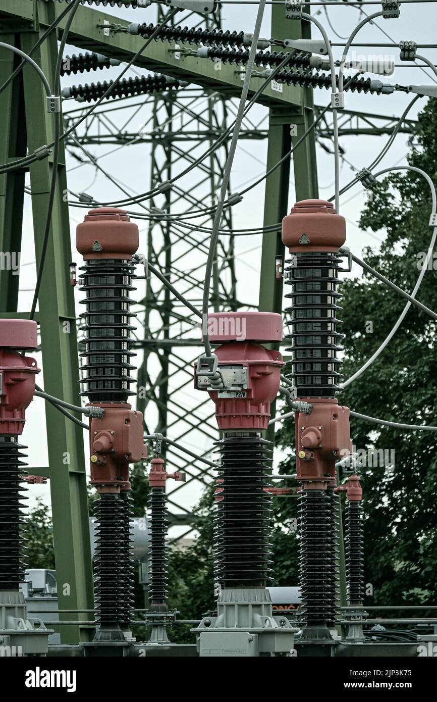 A selective of circuit breakers of high voltage Stock Photo - Alamy