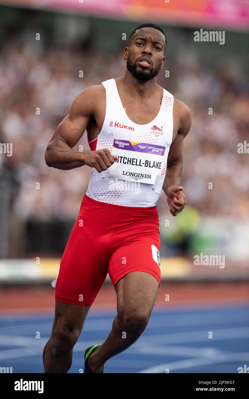 Nethaneel Mitchell-Blake of England competing in the men’s 100m heats ...