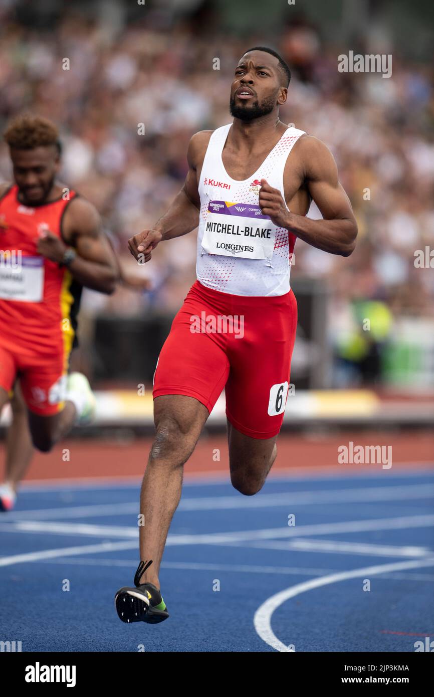 Nethaneel Mitchell-Blake of England competing in the men’s 100m heats ...
