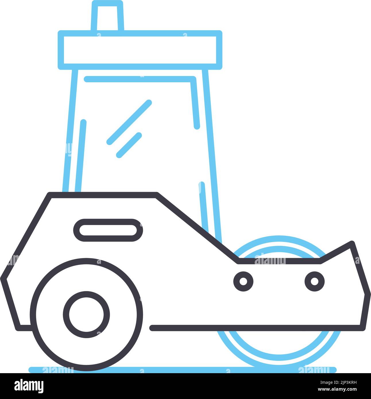 asphalt paver line icon, outline symbol, vector illustration, concept ...