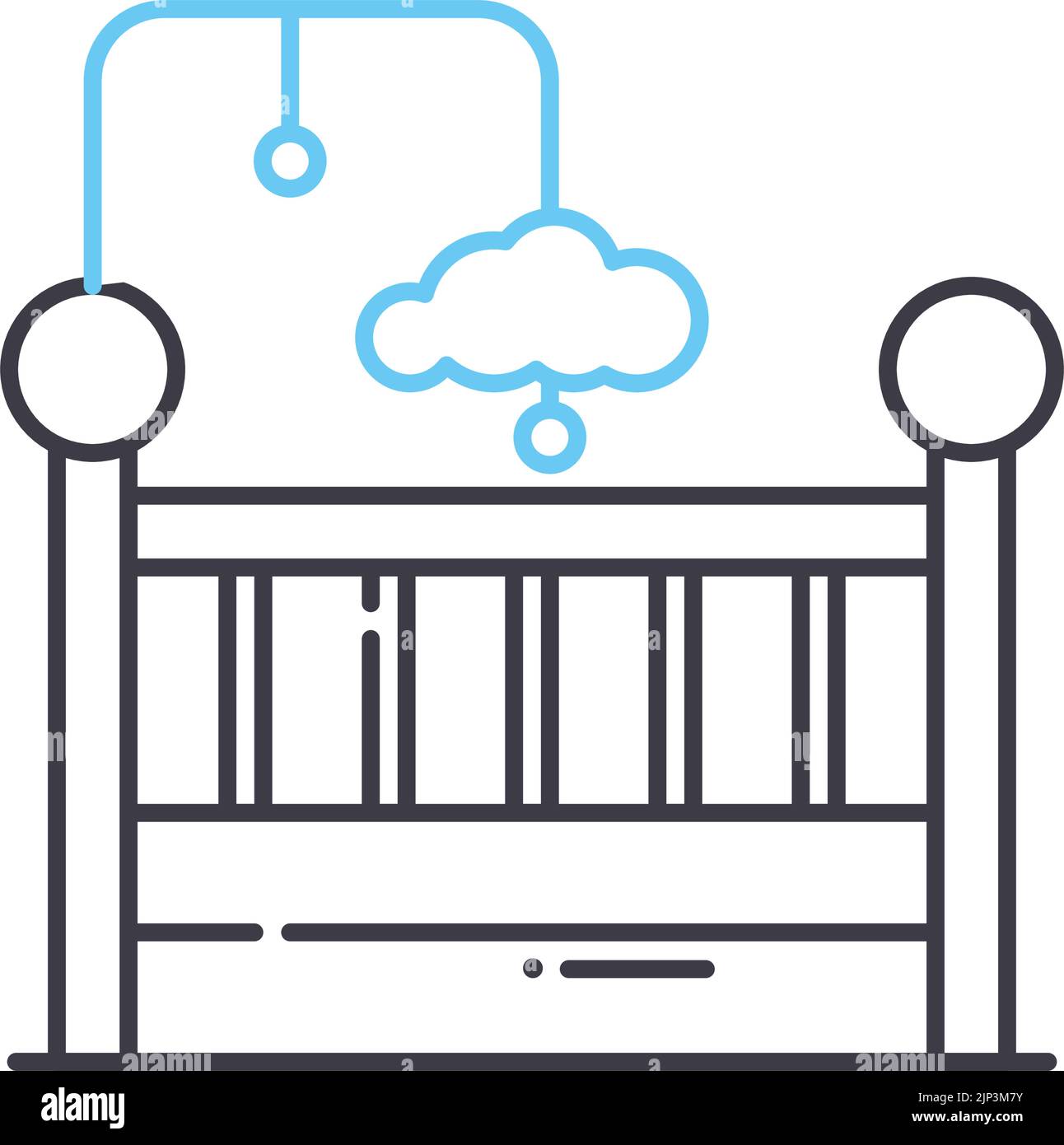 baby crib line icon, outline symbol, vector illustration, concept sign ...