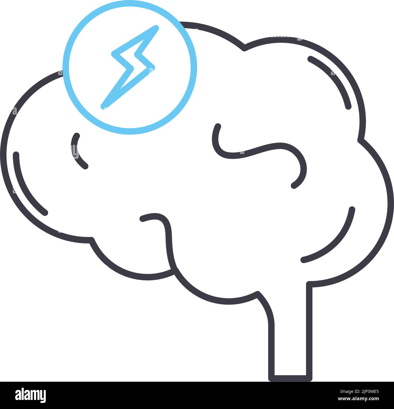 brain charging line icon, outline symbol, vector illustration, concept ...