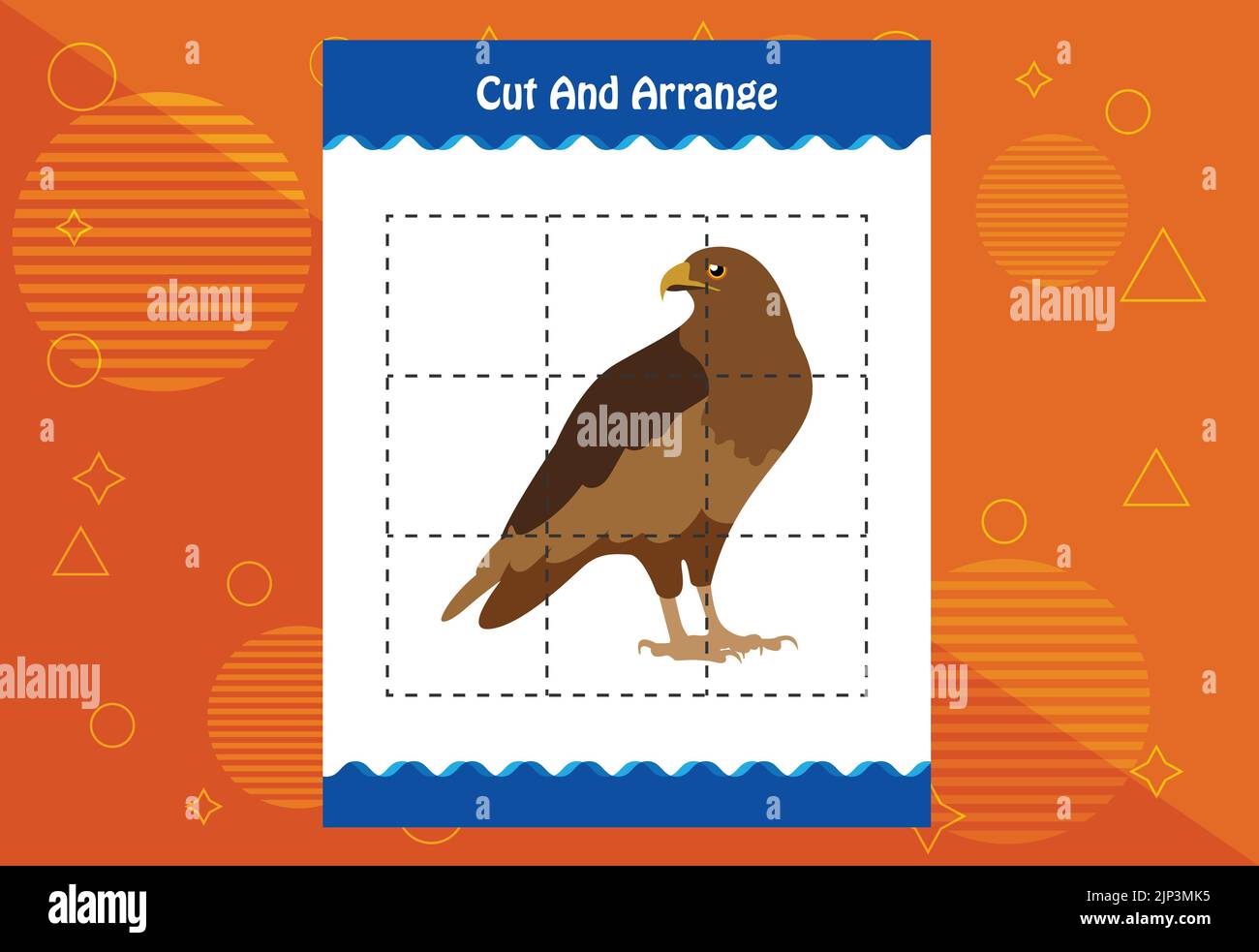 Cut and arrange with a bird worksheet for kids. Educational game for ...