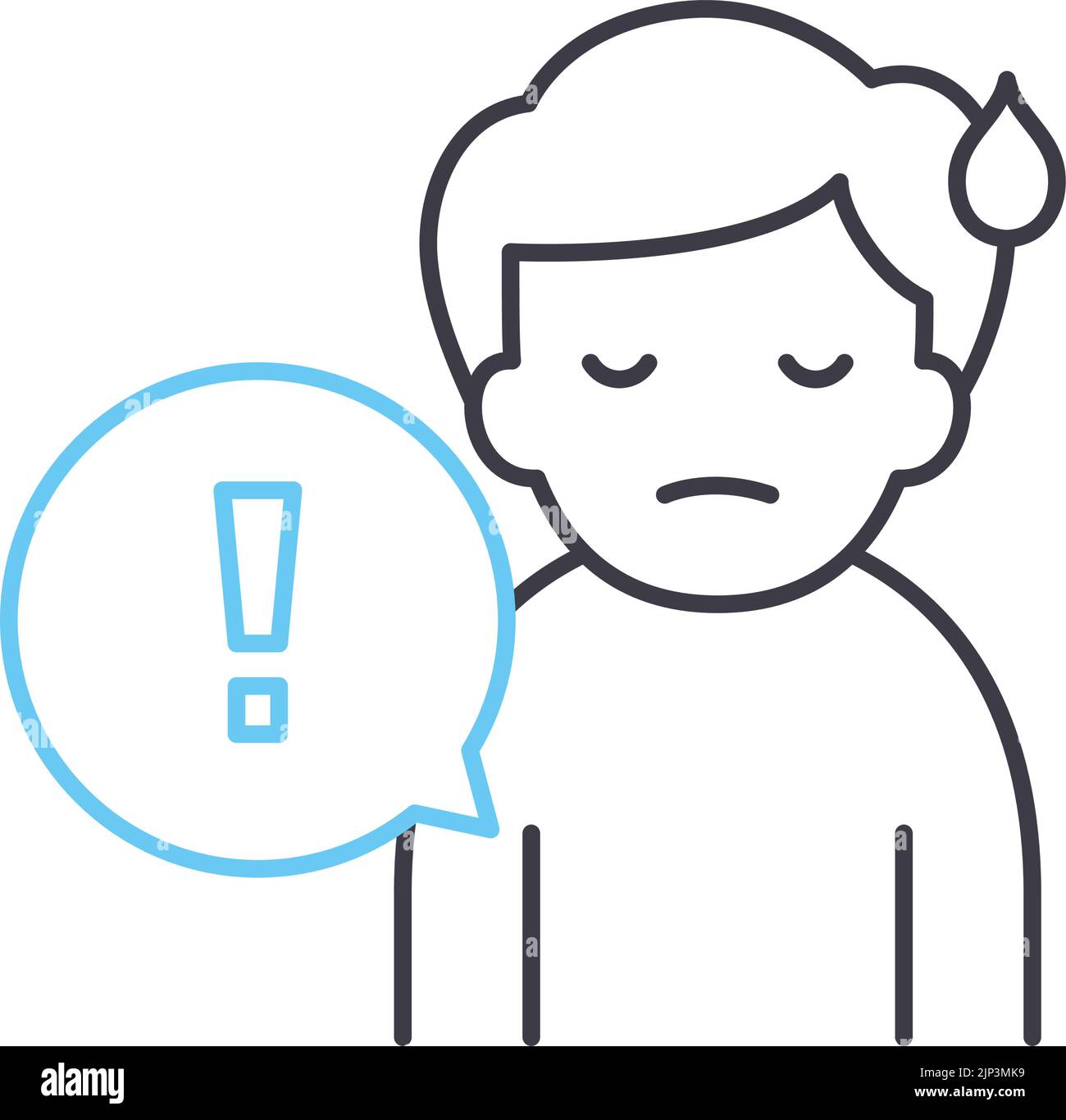 anxiety line icon, outline symbol, vector illustration, concept sign ...