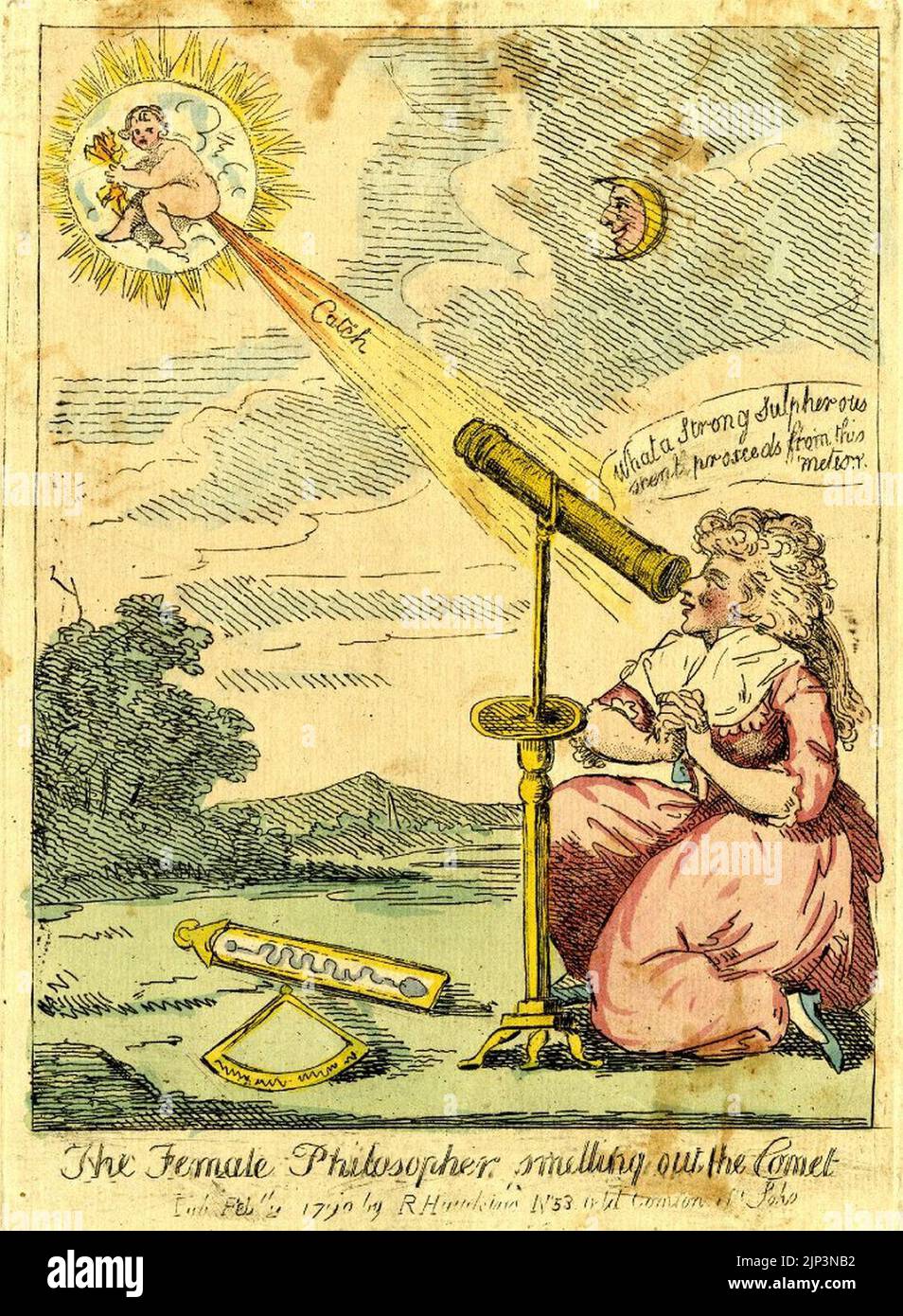 The Female Philosopher, smelling out the Comet Stock Photo - Alamy